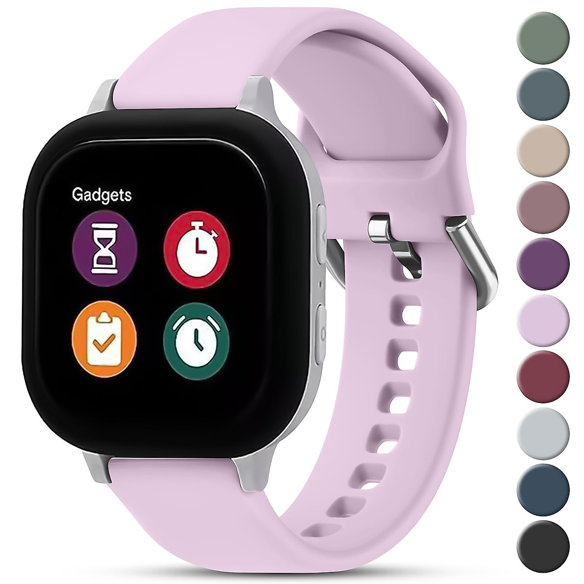 Meliya Silicone Band Compatible for Gizmo Watch 3 2 1, 20mm Soft Waterproof Gizmo Watch Band Replacement Bands, Breathable & Washable (Light Purple)