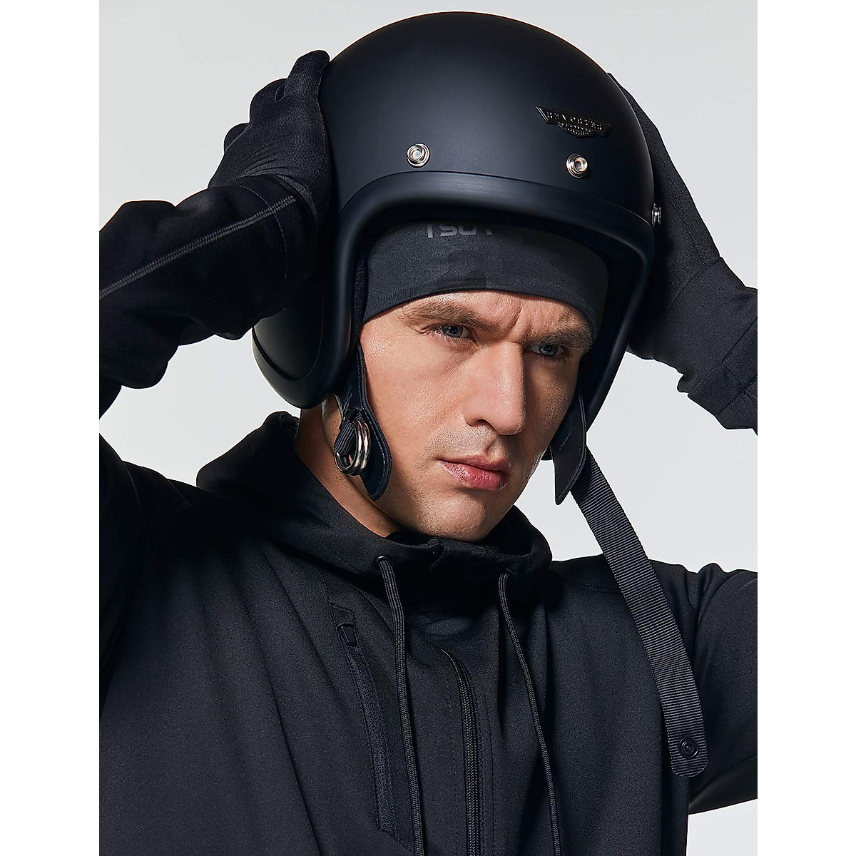 TSLA Men and Women Thermal Fleece Skull Cap, Winter Ski Cycling Under Helmet Liner, Running Beanie Hat, Skull Cap Camo Black, One Size