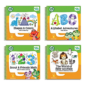 LeapFrog LeapStart Preschool 4-in-1 Activity Book Bundle with ABC, Shapes & Colors, Math, Animals