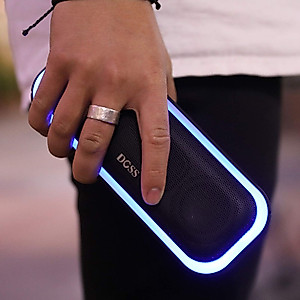 DOSS Bluetooth Speaker, SoundBox Pro Portable Wireless Speaker with 20W Stereo Sound, Active Extra Bass, IPX5 Waterproof, Wireless Stereo Pairing, Multi-Colors Lights, 20 Hrs Playtime -Black