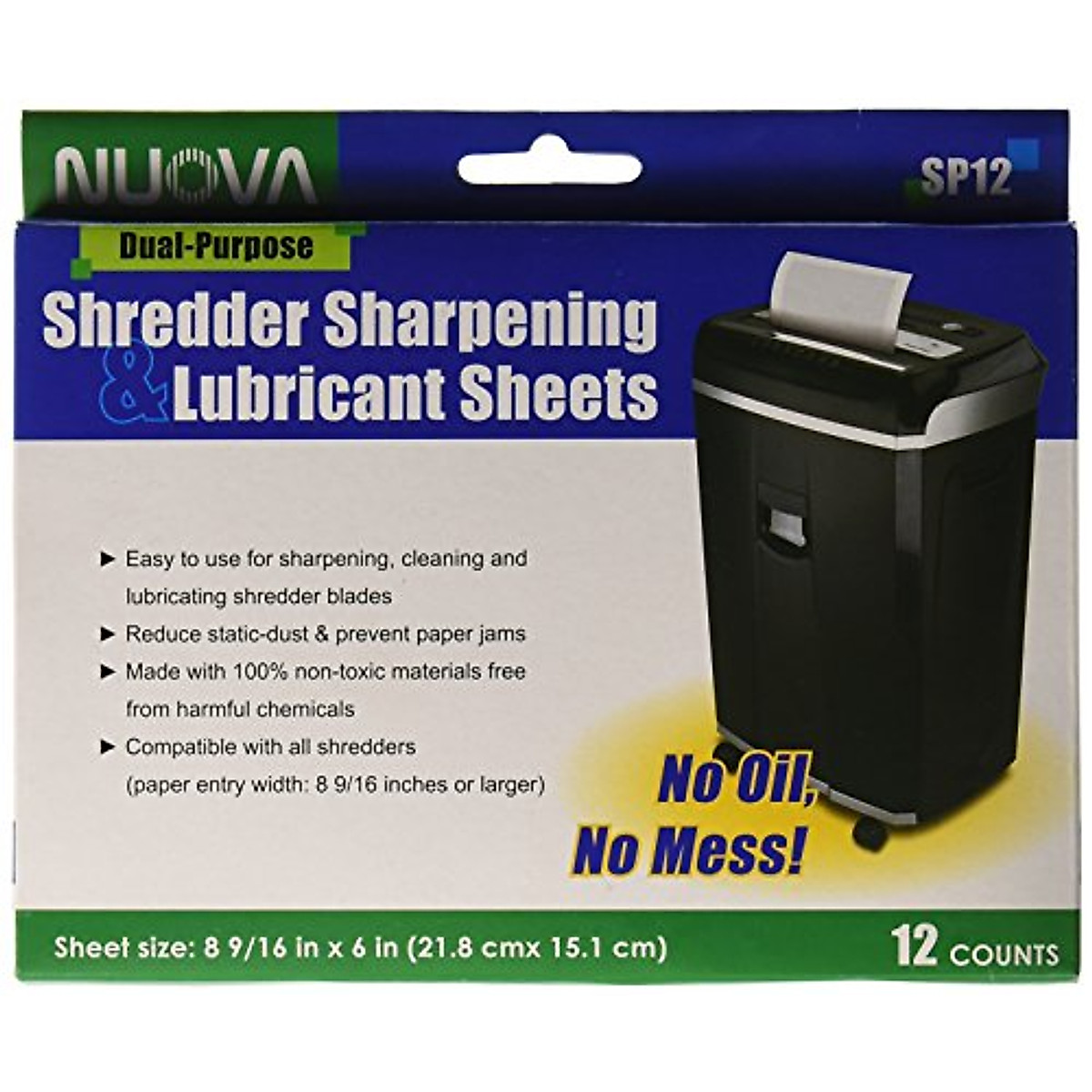 Nuova SP12 Shredder Sharpening & Lubricant Sheets, 12 Count