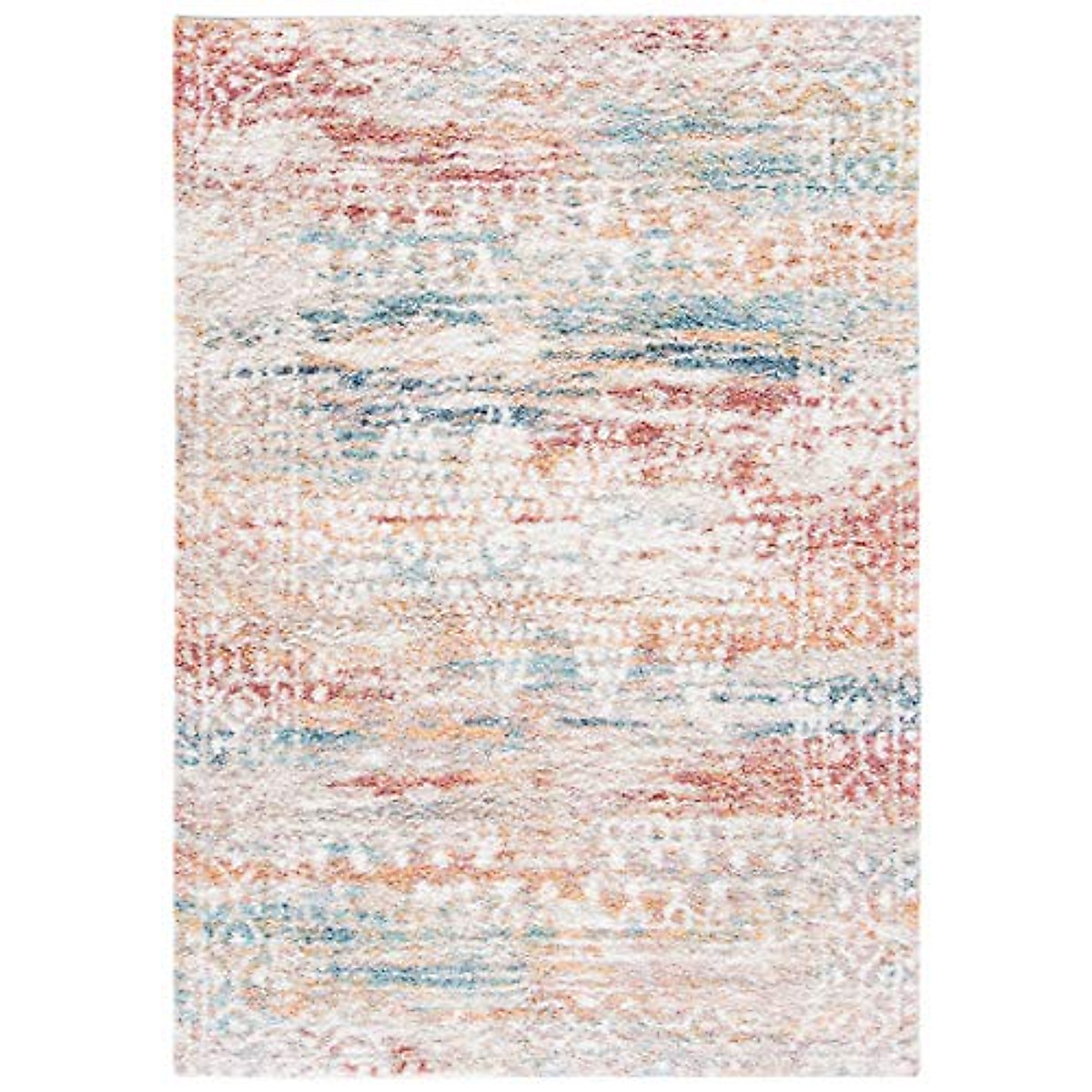 SAFAVIEH Calista Shag Collection 5'5" x 7'7" Ivory/Beige CAL138A Moroccan Boho Non-Shedding Living Room Bedroom Dining Room Entryway Plush 1-inch Thick Area Rug