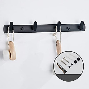 Coat Hooks Wall Mounted, Heavy Duty Coat Rack Wall Mount , Wall Hooks for Hanging Coats Hat Bags, Matte Black (4 Hooks)