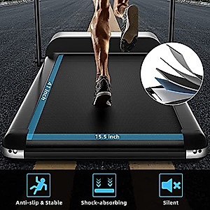 Goplus Folding Treadmill, Ultra-Thin Installation-Free Foldable Electric Treadmill, Low Noise, Walking Jogging Machine, Portable Superfit Treadmills for Home Office