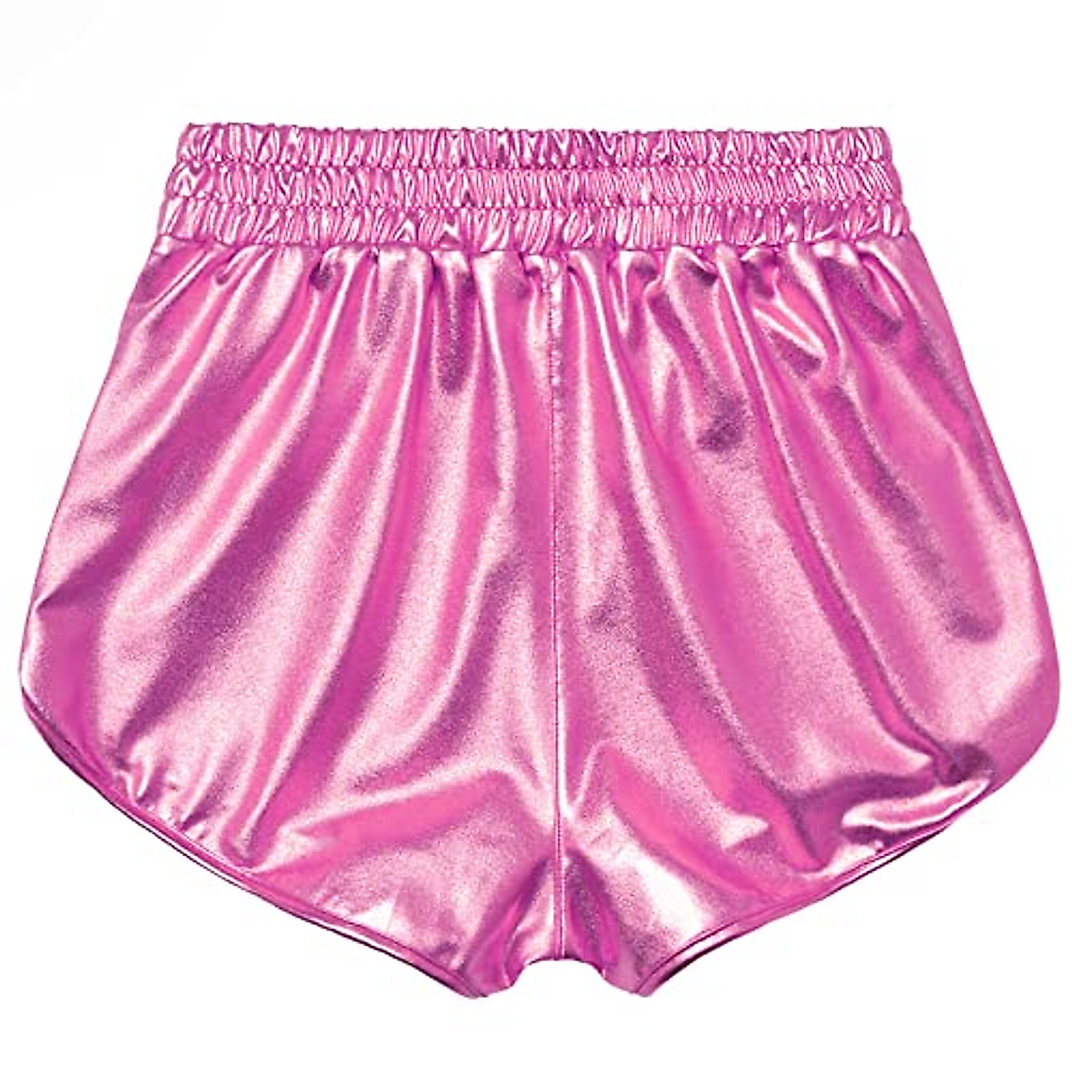 Girls Hot Pink Pants Metallic Shorts Rave Dance Shorts Shiny Metallic Shorts 6 7