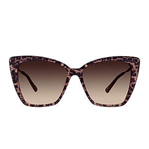 DIFF Becky II Designer Oversized Cat Eye Sunglasses for Women UV400 Protection, Leopard Tortoise + Brown
