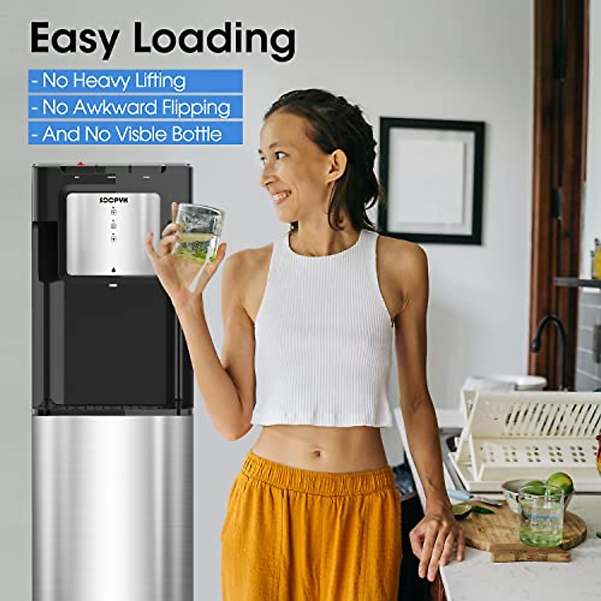 SOOPYK Bottom Loading Water Dispenser for 5 Gallon Bottle - Self Cleaning - 3 Temperature Settings - Child Safety Lock