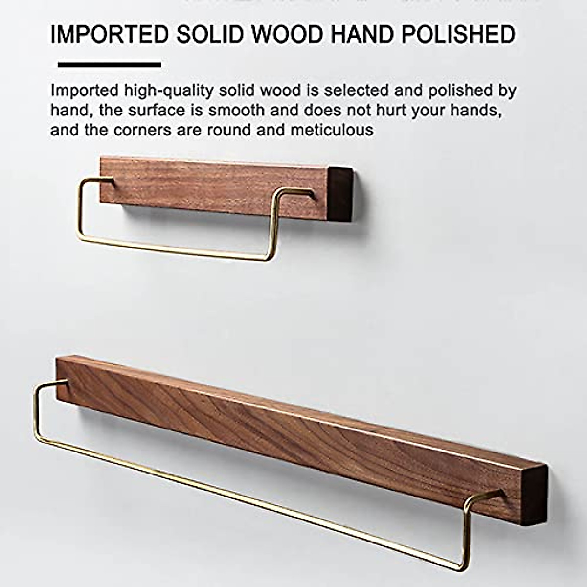 Wall-Mounted Towel Rack, Towel Bar Punch-Free Bathroom Shelf Solid Wood Retro Towel Bar, for Bathroom Bedroom