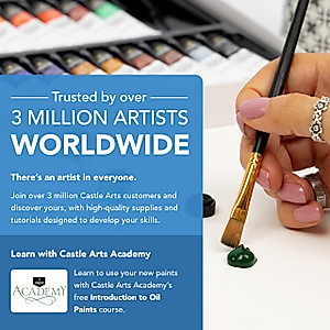 Castle Art Supplies 24 x 12ml Oil Paint Set | Great Value Set for Adult Artists, Beginners and Advanced | Vibrant Variety of Smooth-to-use Colors | In Impressive Presentation Box With Tutorial
