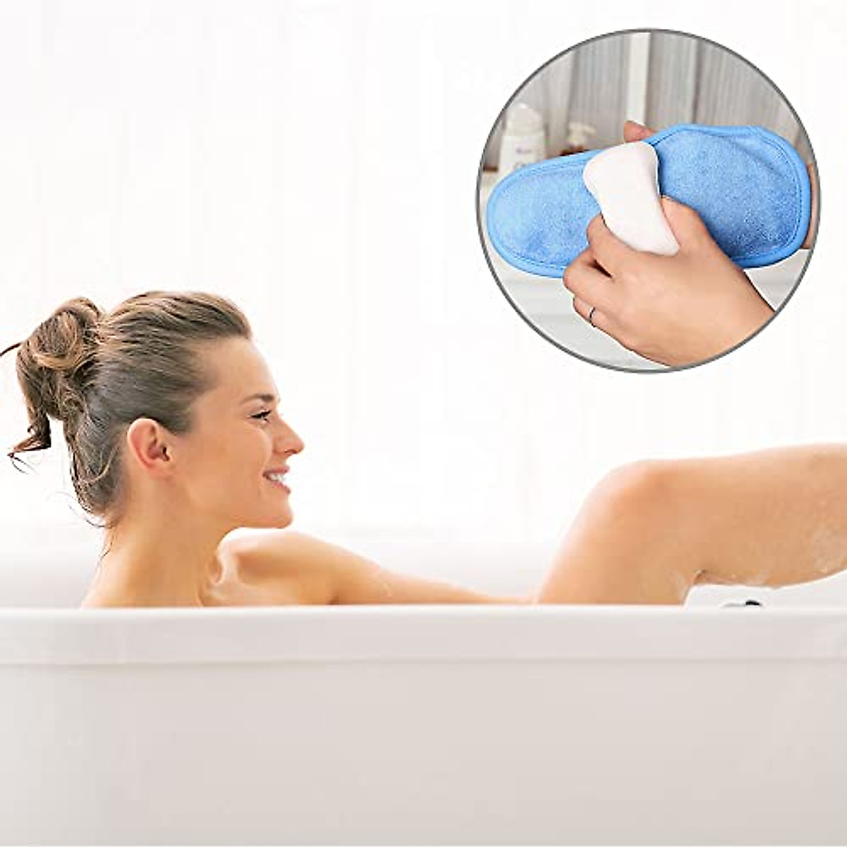 3Pcs Shower Body Brush Set, FHDUSRYO Shower Brush with Bristles and Loofah, Back Scrubber Bath Mesh Sponge with Long Handle, Body Brush with 2 Bath Glove for Skin Exfoliating Massage, Men Women