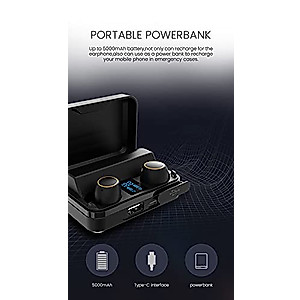 HayKee Wireless Earbuds, Bluetooth 5.0 in-Ear TWS Stereo HiFi Headphones with 5000mah Smart LED Display Charging Case. Auto Pairing/Touch Control/Built-in Dual Mic/IPX7 Waterproof/Long Battery Life