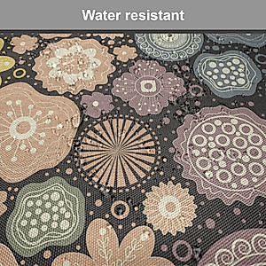 Lunarable Floral Chair Seating Cushion Set of 4, Illustration of Blooming Flowers from Spring Season in Vintage Style, Anti-Slip Seat Padding for Kitchen & Patio, 16"x16", Dark Grey and Multicolor