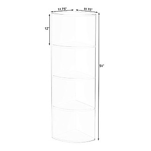 Basicwise Wall Corner 4 Tier Shelves Bookcase, Black (QI003553.BK)