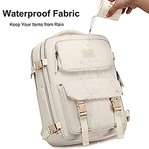 Travel Laptop Backpack, Business Work Backpacks Large College Bookbag for Women Men Water Resistant Daypack Airline Approved Gym Bag Fits 17 Inch Notebook & Laptops - Beige