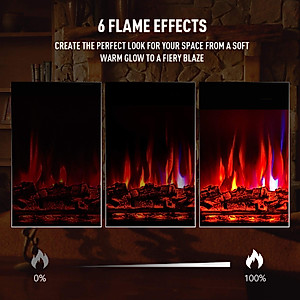 VONLUCE 32 Inch Embedded Space Heater, Recessed Electric Fireplace Insert with 750/1500W Heating Modes, 6 Flame Effects, Remote Control and Thermostat for TV Stands Mantels & Living Room, Black