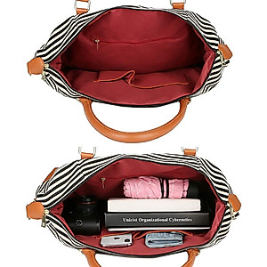 BAOSHA HB-28 Ladies Women Canvas Travel Weekender Bag Overnight Carry-on Duffel Tote Bag (Black)