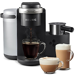 Keurig K-Cafe Single Serve K-Cup Coffee, Latte and Cappuccino Maker, Dark Charcoal & K-Mini Plus Single Serve K-Cup Pod Coffee Maker, Studio Gray