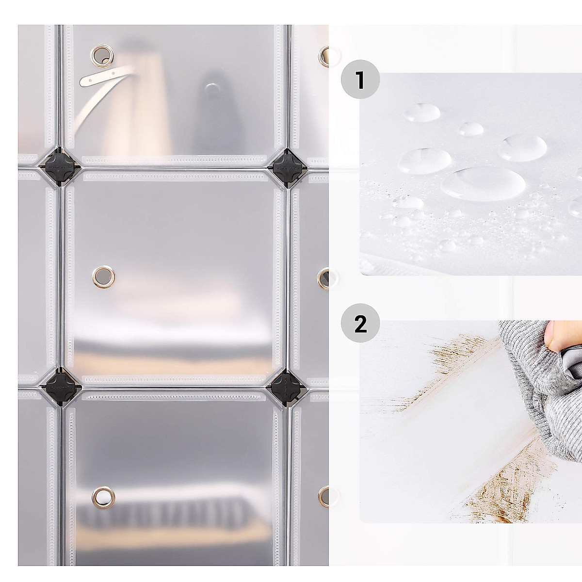 SONGMICS Cube Storage Organizer, Set of 12 Plastic Cubes, Closet Storage Shelves, DIY Plastic Closet Cabinet, Modular Bookcase, Shelving with Doors for Bedroom, Living Room, White ULPC342W01