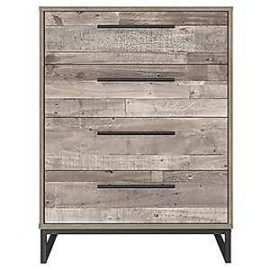 Signature Design by Ashley Neilsville Industrial 4 Drawer Chest of Drawers, Whitewash