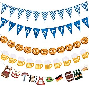 5 Pcs Oktoberfest Flag Banner Beer Oktoberfest Decorations Oktoberfest Garland Bavarian Flag Pennant Banner Bavarian Party Supplies Oktoberfest Sign Banner German Party Bunting for Photo Booth Table