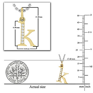 Dazzlingrock Collection 0.05 Cttw Round White Diamond Lowercase Initial 'k' Pendant Necklace with 18 inch Silver Chain for Women in 14K Solid White Gold
