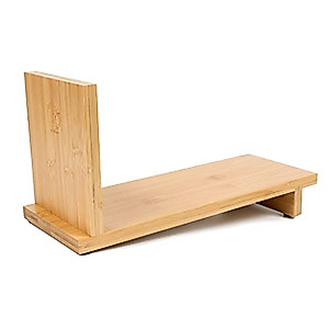 S&A WOODCRAFT Desktop Wood Bookshelf with Wooden Bookend, Bamboo Desk Organizer Shelf and Display Rack with Book Ends, Storage Shelf Bookcase for Office, Home Decor, Kitchen Countertop