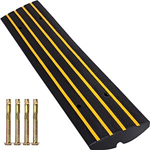 Happybuy Car Driveway Rubber Curb Ramps Heavy Duty 33069lbs Capacity Threshold Ramp 2.6 Inch High Cable Cover Curbside Bridge Ramp for Loading Dock Garage Sidewalk (1-Channel, 1Pack-Curb Ramp)
