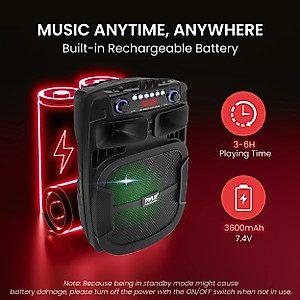 Pyle Portable Bluetooth PA Speaker System - 800W 12”Outdoor Bluetooth Speaker Portable PA System-Party Lights,USB SD Card Reader,FM Radio,Rolling Wheels-Wired microphone, Remote - PPHP128B, BLACK,BLUE