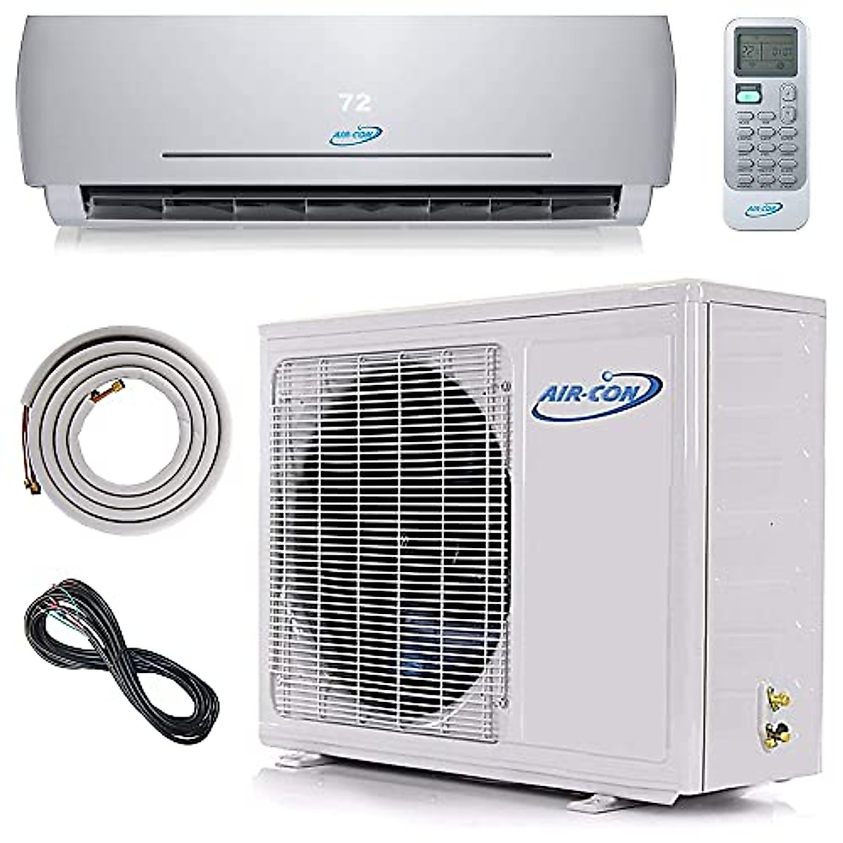 Air-Con Blue Series 3 Ductless Mini Split Air Conditioner Inverter Heat Pump Complete Unit with 15 ft Kit (9,000 BTU)