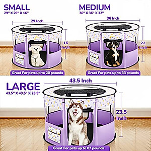 TASDISE Portable Pet Playpen, Foldable Dog Playpen, Exercise Kennel Tent for Puppy, Dog, Cat, Rabbit, Great for Indoor Outdoor Travel Use,Come with Free Carrying Case