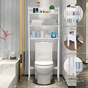 ZENY 3-Tier Over-The-Toilet Space Saver Organizer Rack, Over The Toilet Storage, Freestanding above Toilet Stand for Bathroom, Restroom, Laundry, White