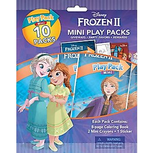 Disney Frozen 2 Mini Coloring Book Play Pack 10 Pack Party Supplies with Coloring Book, Crayons, and Stickers 45816 Bendon