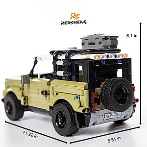 Rersheng Off-Road Car D90 MOC Technology Building Blocks and Engineering Toy, Adult Collectible Model Cars Kits to Build, 1:14 Scale Truck Model (1286Pieces)