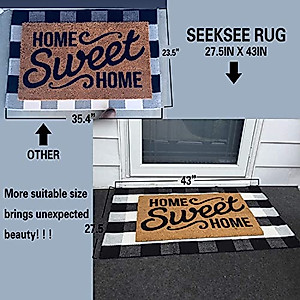 SEEKSEE Buffalo Plaid Outdoor Fall Rug 27.5“X43” Checkered Area Rug Black and White Runner Rug Washable Doormat Cotton Boho Bedroom Rug for Kitchen Entryway Hallway Front Door Farmhouse Living Room