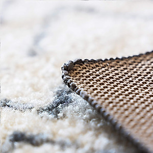 Maples Rugs Abstract Diamond Modern Distressed Non Slip Runner Rug For Hallway Entry Way Floor Carpet [Made in USA], 2 x 6, Neutral