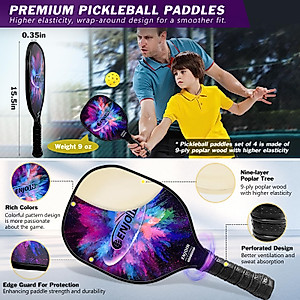 ENJOIN Pickleball Net Portable Outdoor - 22FT Regulation Size Set Driveway Pickleball Set with Net, Pickleball Nets and Accessories Included 4 Premium Wood Pickleball Paddles, 4 Outdoor Pickleballs