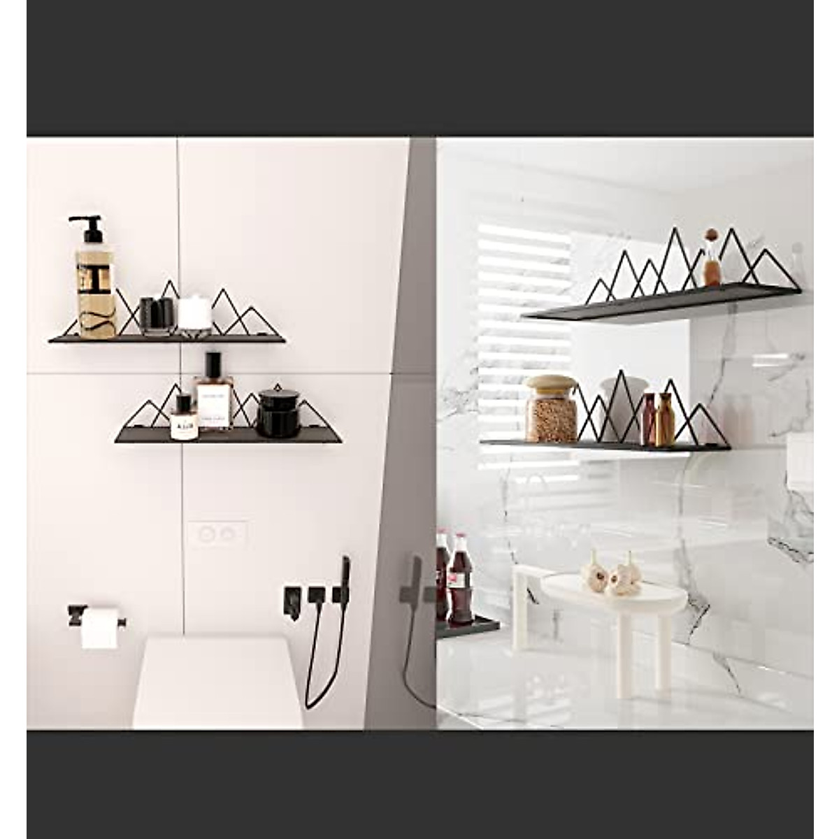 ARTLUO Shelves for Wall Decor Set of 2,24 Inch Floating Shelves Farmhouse Floating Wall Shelves Black Metal Wood Wall Mounted Shelves Wall Shelves for Bedroom Living Room Bathroom