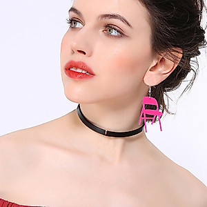 XYAYOU Funny 3D Acrylic Folding Chair Drop Dangle Earrings for Women Jewelry Gift (pink)