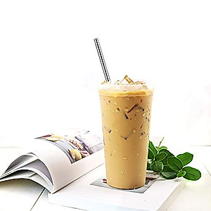 UlikeLF 8 Pes Metal Straws with Silicone Tips Reusable Stainless Steel Drinking Straw 10.5 inch, 3 Straight + 5 Bent + 2 Cleaner Brushes + Storage Bag