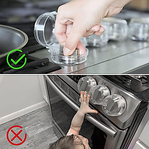 12 Pack Stove Knob Covers for Child Safety, Clear Gas Stove Knob Covers, Transparent Design Stove Guard with Lock for Childproof and Baby Stove Gas Knob Covers Gas Oven