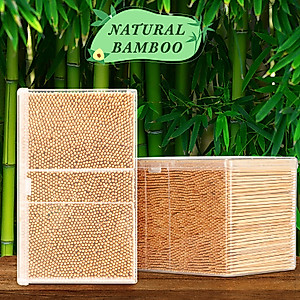 Jerify 12000 Pcs Bamboo Wooden Toothpicks Wood Round Toothpicks with Clear Plastic Storage Box Double Sided Bamboo Toothpicks for Appetizers Food Barbecue Fruit Teeth Cleaning Party