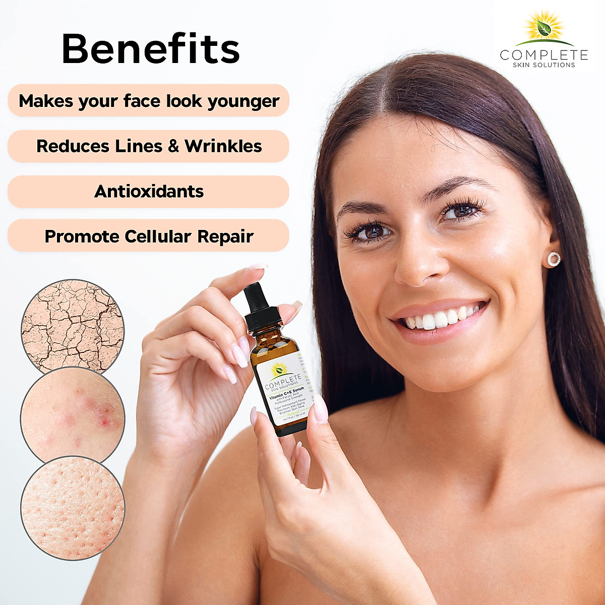 Natural Vitamin C E Serum with Ferulic and Hyaluronic Acid 1 oz