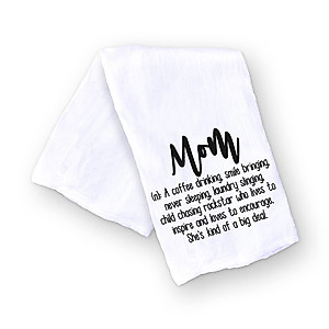 Funny Kitchen Towel for Mom - 100% Cotton Funny Definition of a Mom Hand Towel - 28x28 Inch Perfect for Chef Housewarming Christmas Mother's Day Birthday (Definition of a Mom)