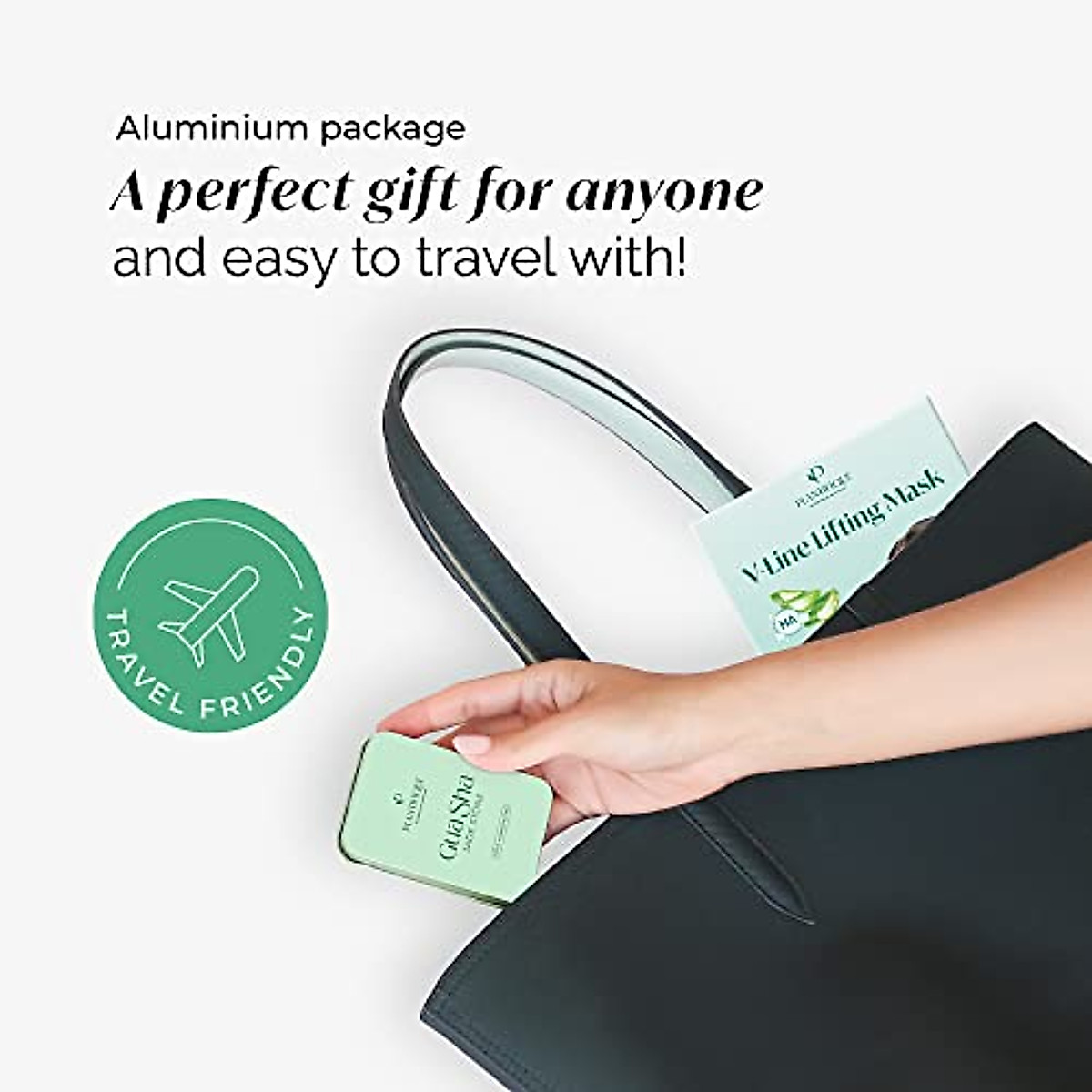 PLANTIFIQUE Gua Sha Facial Tools - GuaSha Massage Tool - Jawline Sculptor - GuaSha Tool for Face - Face Sculpting Tool for Your Skincare Routine - Jade Gua Sha