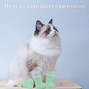 JAKI Cat Shoes Anti-Scratch Silicone Boots for Cats, Adjustable Rubber Cat Feet Covers Gloves Kitten Shower Paw Protector, Pet Supplies for Cats Bath Cleaning Shaving Checking Treatment in Family