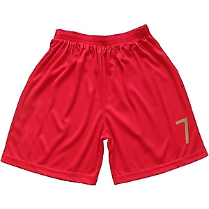 FPF 2018 Portugal #7 Home Red Cristiano Ronaldo Kids Soccer Football Jersey Gift Set Youth Sizes (Burgundy, 12-13 Years)