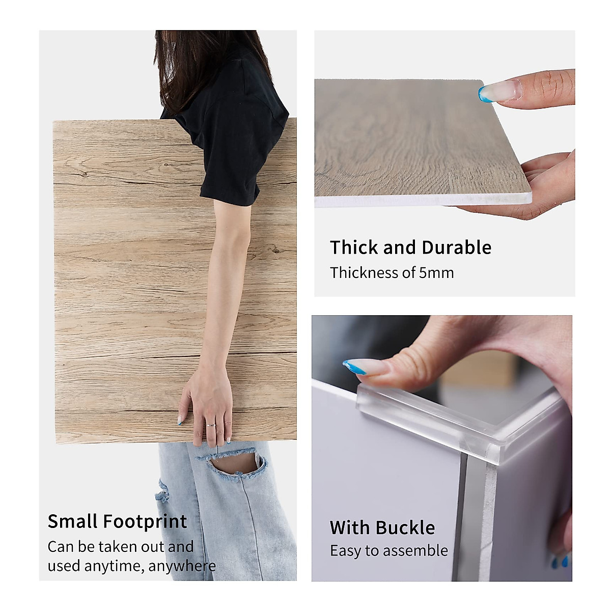 Goshoot 2 PCS Photo Backdrop Boards Kit, 2x2ft Double Sided White Leather Wood Texture Food Backdrops, Flat Lay Photography Backgrounds with 2X Bracket for Jewelry Cosmetics Small Product Props