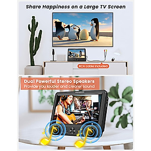 FANGOR 10.5'' Car DVD Player Dual, Portable DVD Player for Car with 5 Hours Rechargeable Battery, Two Mounting Brackets, Support USB/SD, AV Out & in, Last Memory, (1 Player + 1 Monitor)