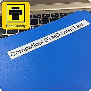 Label KINGDOM Label Replace for DYMO LetraTag Refills 91331 White Plastic Label Tape 12mm x 4m (1/2" x 13') for Dymo LetraTag 200B Plus LT100H LT100T QX50 Label Maker, Black on White, 5-Pack