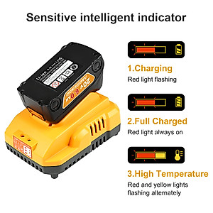 20v Max Battery Replacement for Dewalt 20V 6.0Ah Battery 2Pack with DCB112 Battery Charger Station for DCB201 DCB204 DCB205 DCB206 DCB120